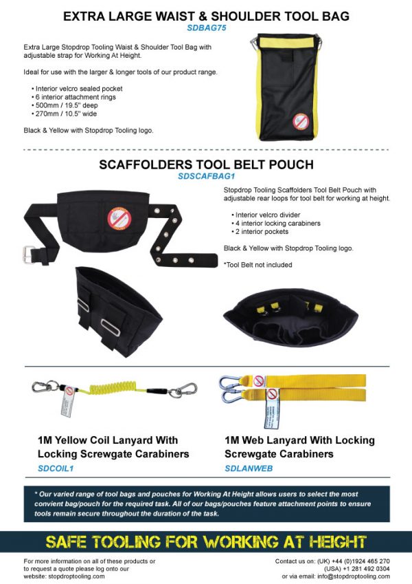 New Range Of Bags & Pouches for ‘Working At Height’ • STOPDROP TOOLING