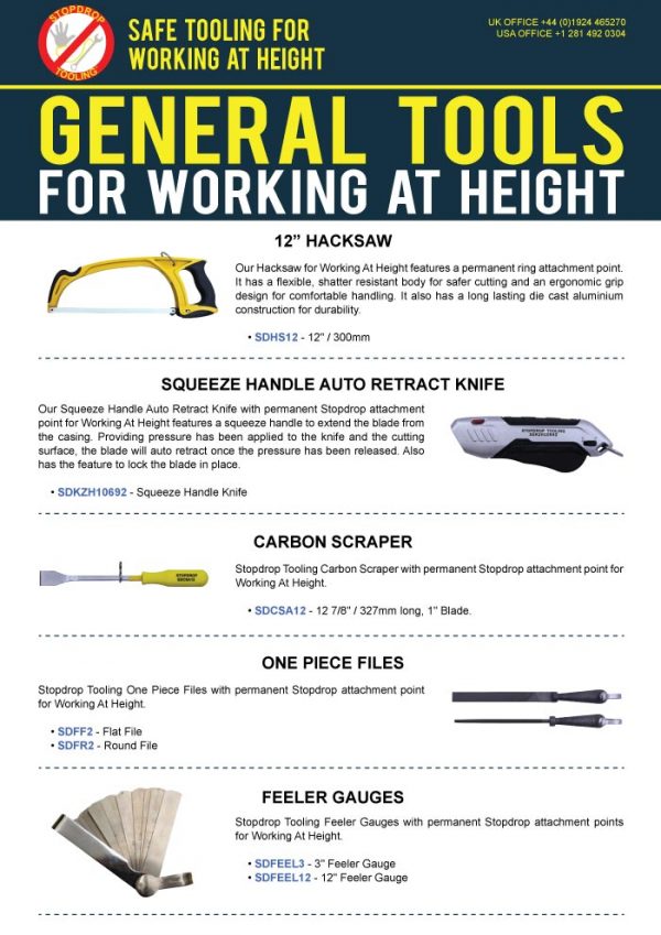 Stopdrop Tooling General Tools for ‘Working At Height’ • STOPDROP TOOLING