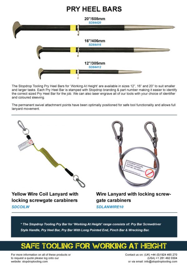 Pry Bars & Pry Heel Bars for ‘Working At Height’ • STOPDROP TOOLING