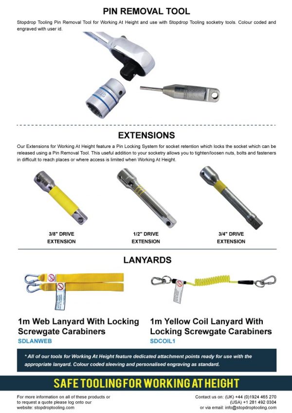Ratchets, Extensions & Sockets for ‘Working At Height’ • STOPDROP TOOLING