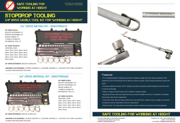 3/4” Drive Mobile Tool Kit for 'Working At Height' • STOPDROP TOOLING